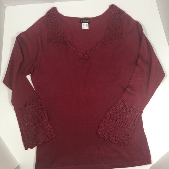 VENUS | Sweaters | Venus Womens Crochet Long Sleeve V Neck Sweater Top ...